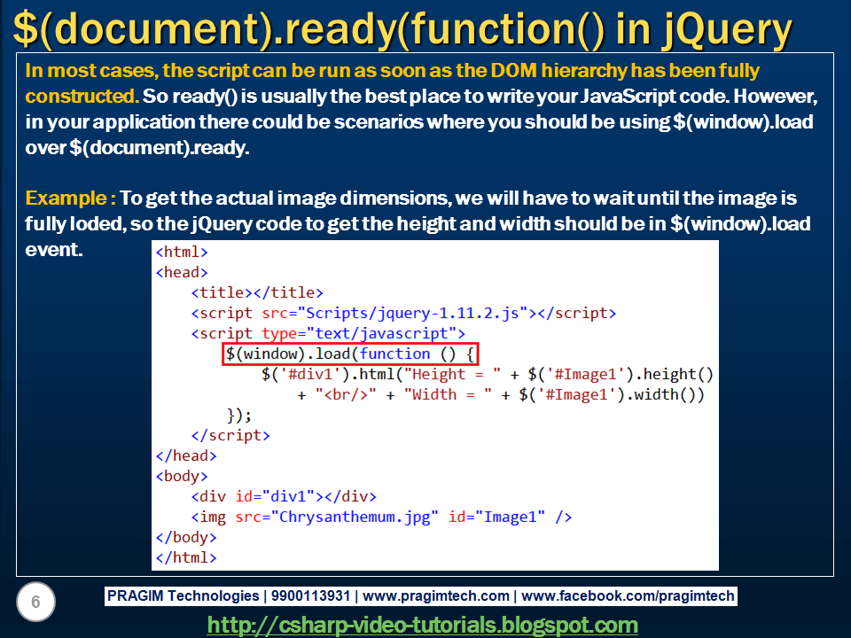 Sql server, .net and c# video tutorial: What is $(document).ready ... Sql server, .net and c# video tutorial: What is $(document).ready ...