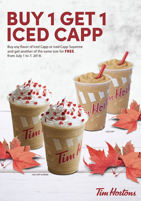 Manila Shopper: Tim Hortons Buy1 Get1 Iced Capp Promo: July 2018