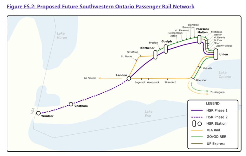 ONTARIO QUEBEC HIGH SPEED RAIL STUDIES, MAPS AND HEARINGS