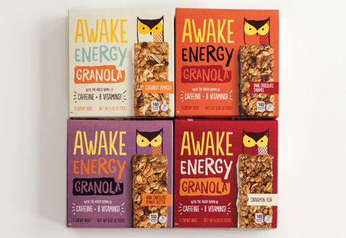 My Owl Barn: Package Design: Awake Energy Granola
