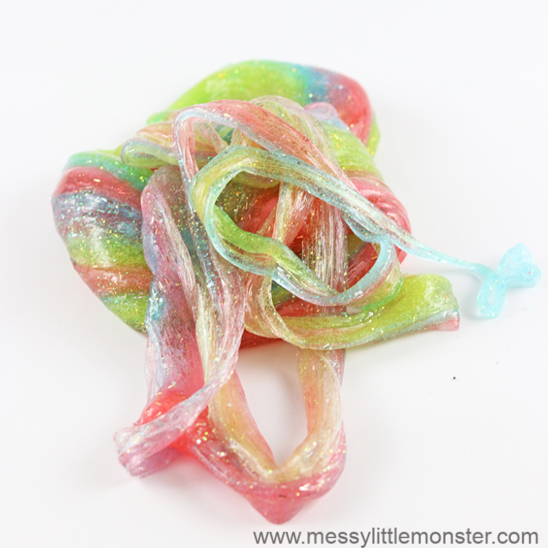 Easy Rainbow Slime Recipe - using only 3 ingredients - Messy Little Monster