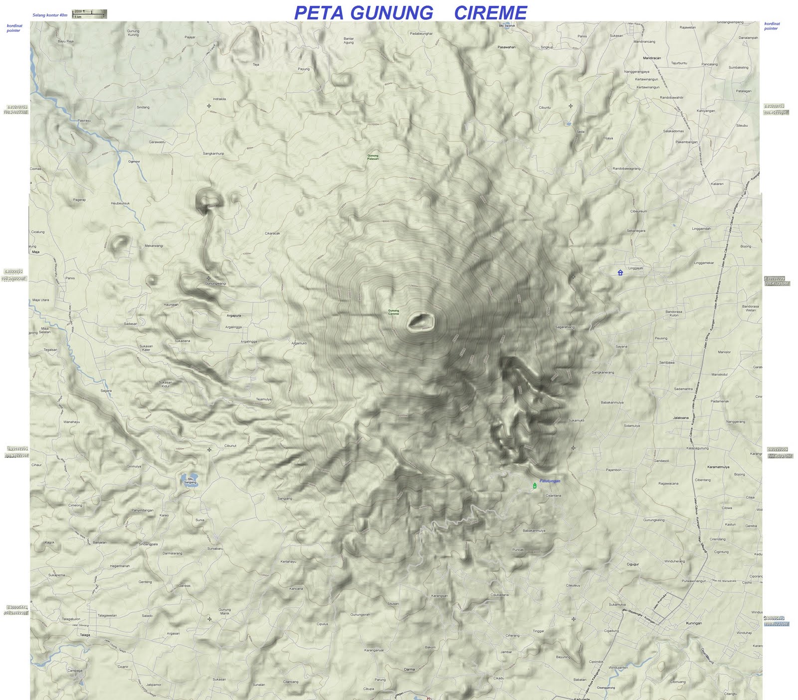 TAKJUB INDONESIA: Peta Topografi gunung ciremai