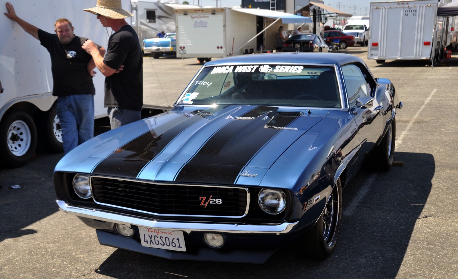 car: drag racing Camaros at the NMCA races today at the Auto Club Speedway