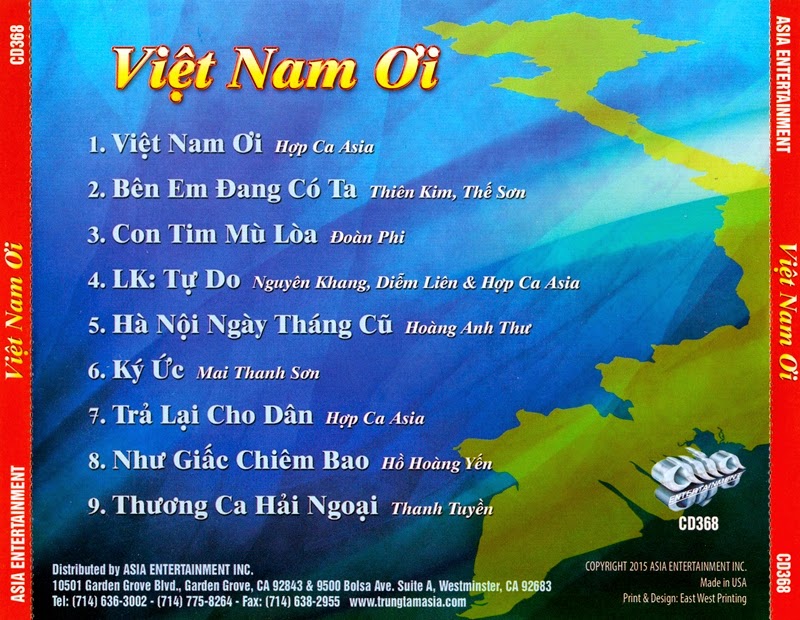 Asia CD 368 - VA - Việt Nam Ơi ~ Cover Nhạc Việt
