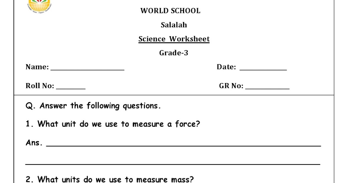 Birla World School Oman: Homework for Grade 3 as on 05/02/2018