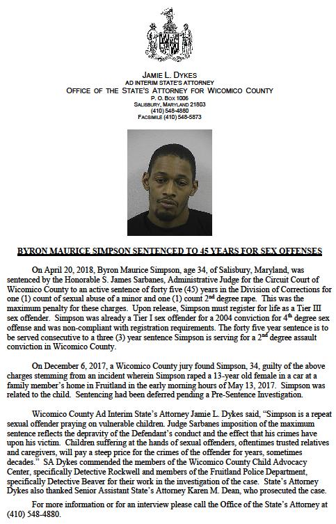 Salisbury News: Sentencing of Byron Simpson