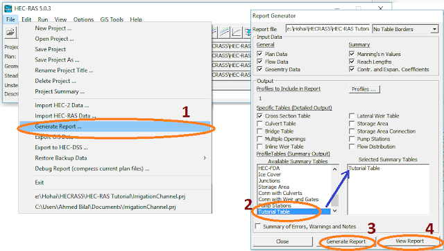 HEC-RAS Tutorial: Generate Report