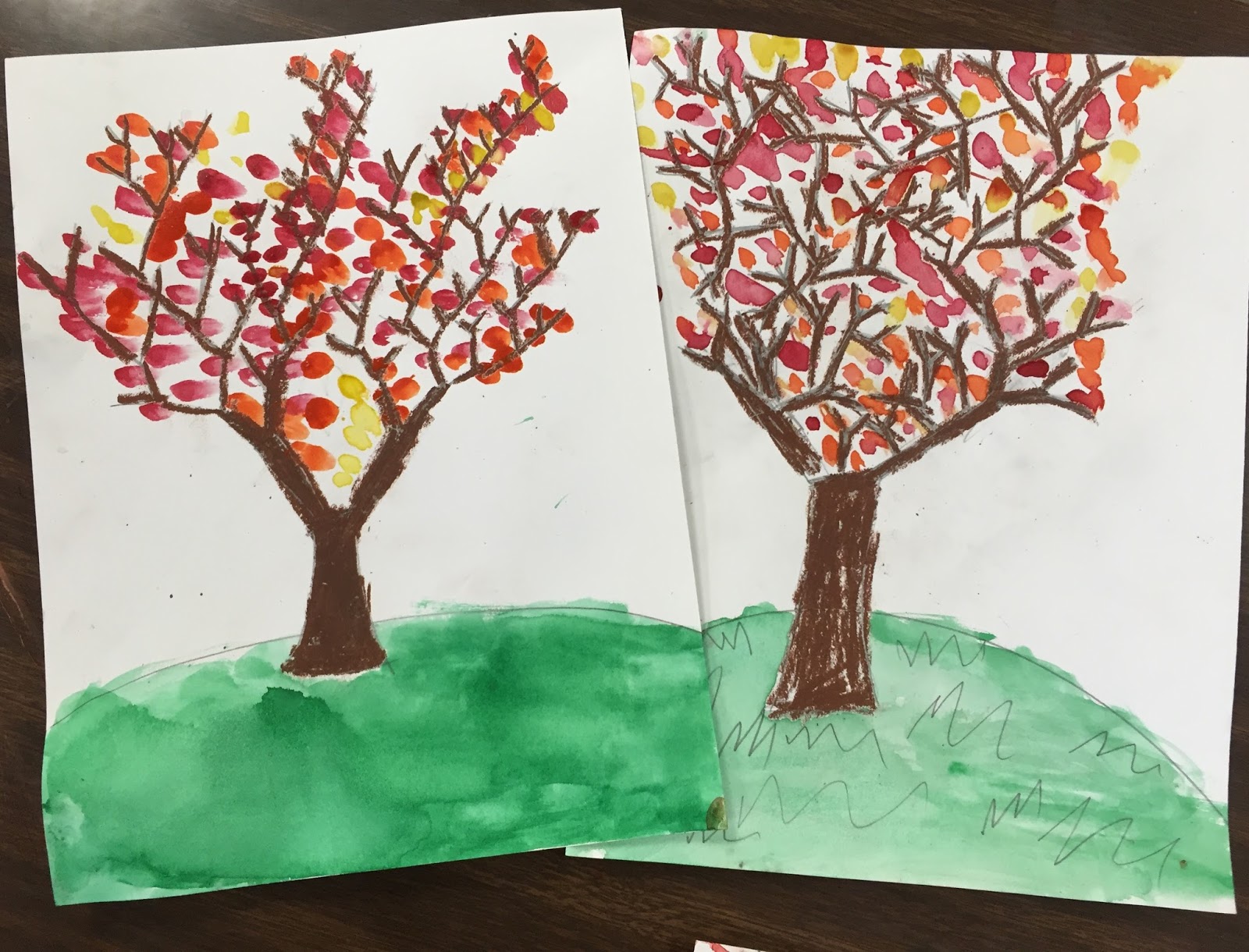 Elements of the Art Room: Kindergarten & First Fall "Y trees"