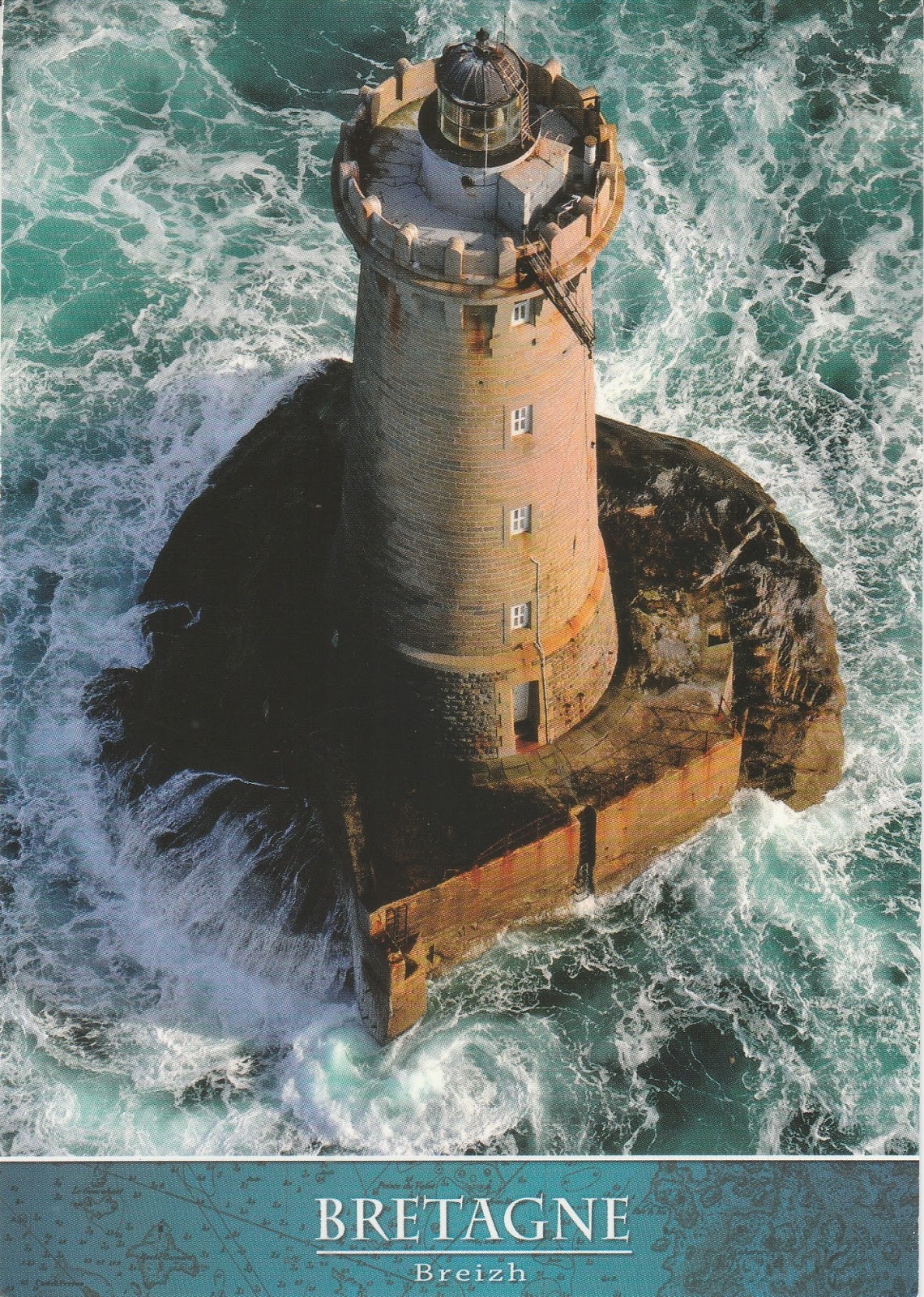 Lighthouses on Post Cards: The Four Lighthouse,Bretagne, France.