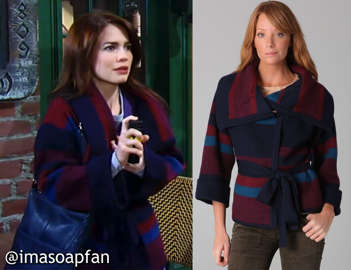 Elizabeth Webber's Multicolored Striped Sweater Coat - General Hospital ...