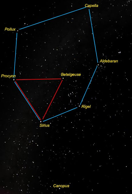 Earth and Space News: Winter Triangle Is Asterism Within Winter Hexagon ...