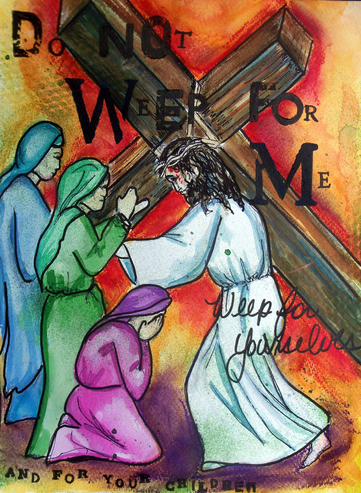 Sacred Arts: Via Crucis 8: Jesus Consoles the Women of Jerusalem