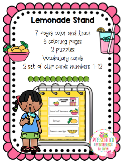 Lemonade Stand Printable and More ~ Preschool Printables