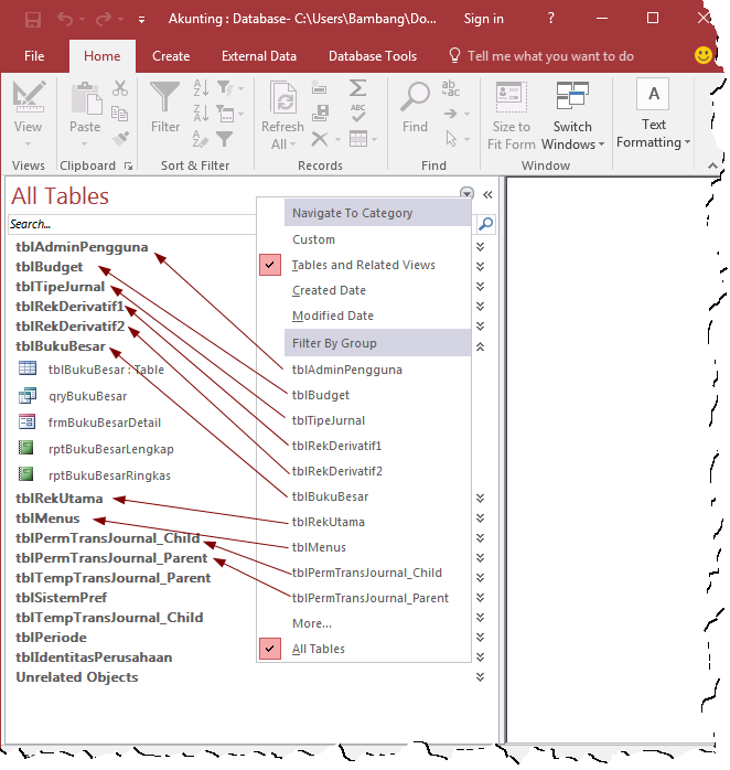 Memahami Kategori pada Navigation Pane dan Kegunaannya di Access ...