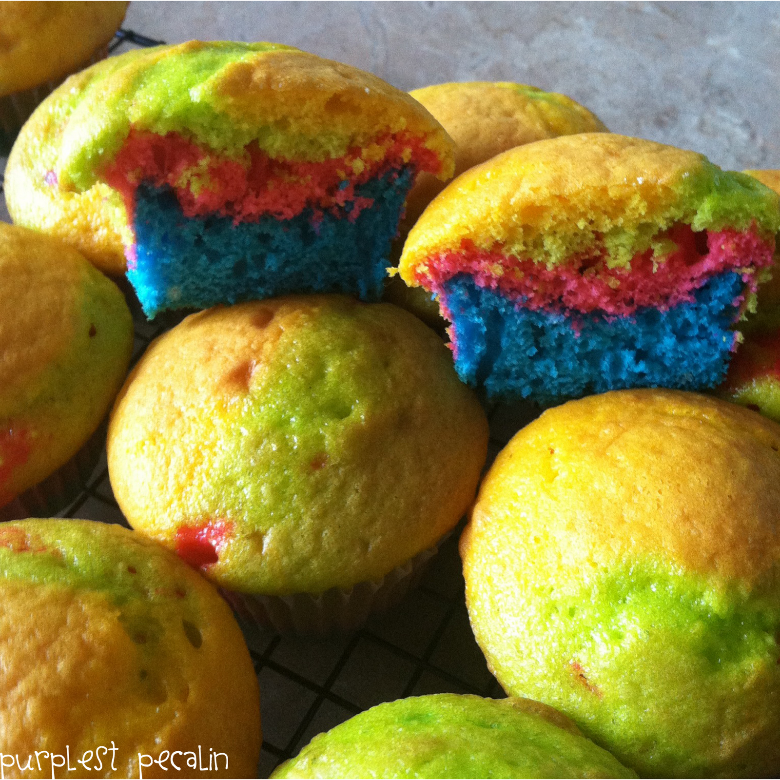 Purplest Pecalin: Multi-Colored Cupcakes