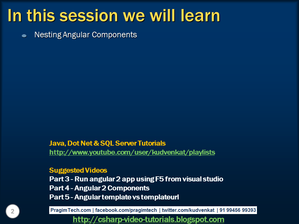 Sql Server Net And C Video Tutorial Angular 2 Nested Components