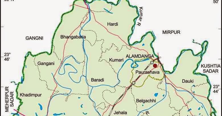 Alamdanga Upazila Map, Chuadanga District, Bangladesh