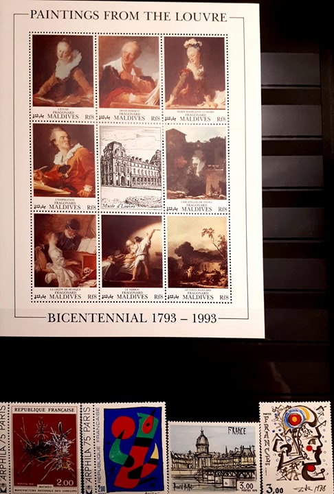 Stamps and albums for sale: Louvre paintings stamps