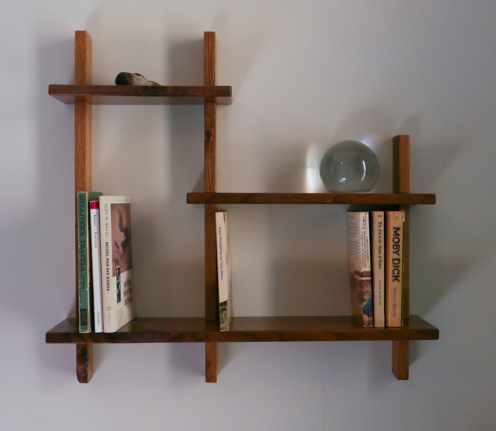 Zimmerman Woodworks: Small cantilevered shelf made of oak and black walnut
