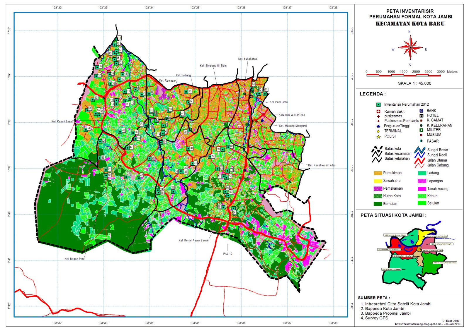 FORUM TATA RUANG : Peta Perumahan Formal di Kec. Kota Baru - Kota Jambi