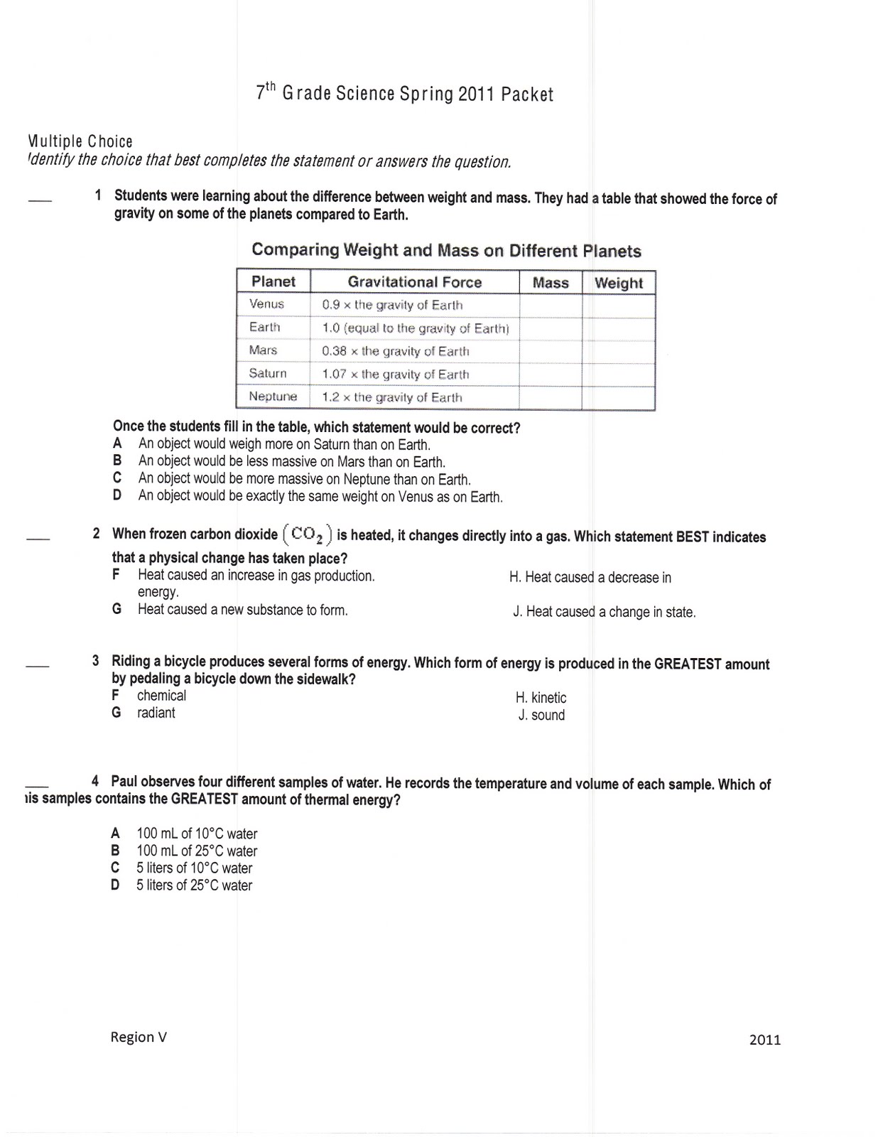 Dr. Gayden's Seventh Grade Science Class