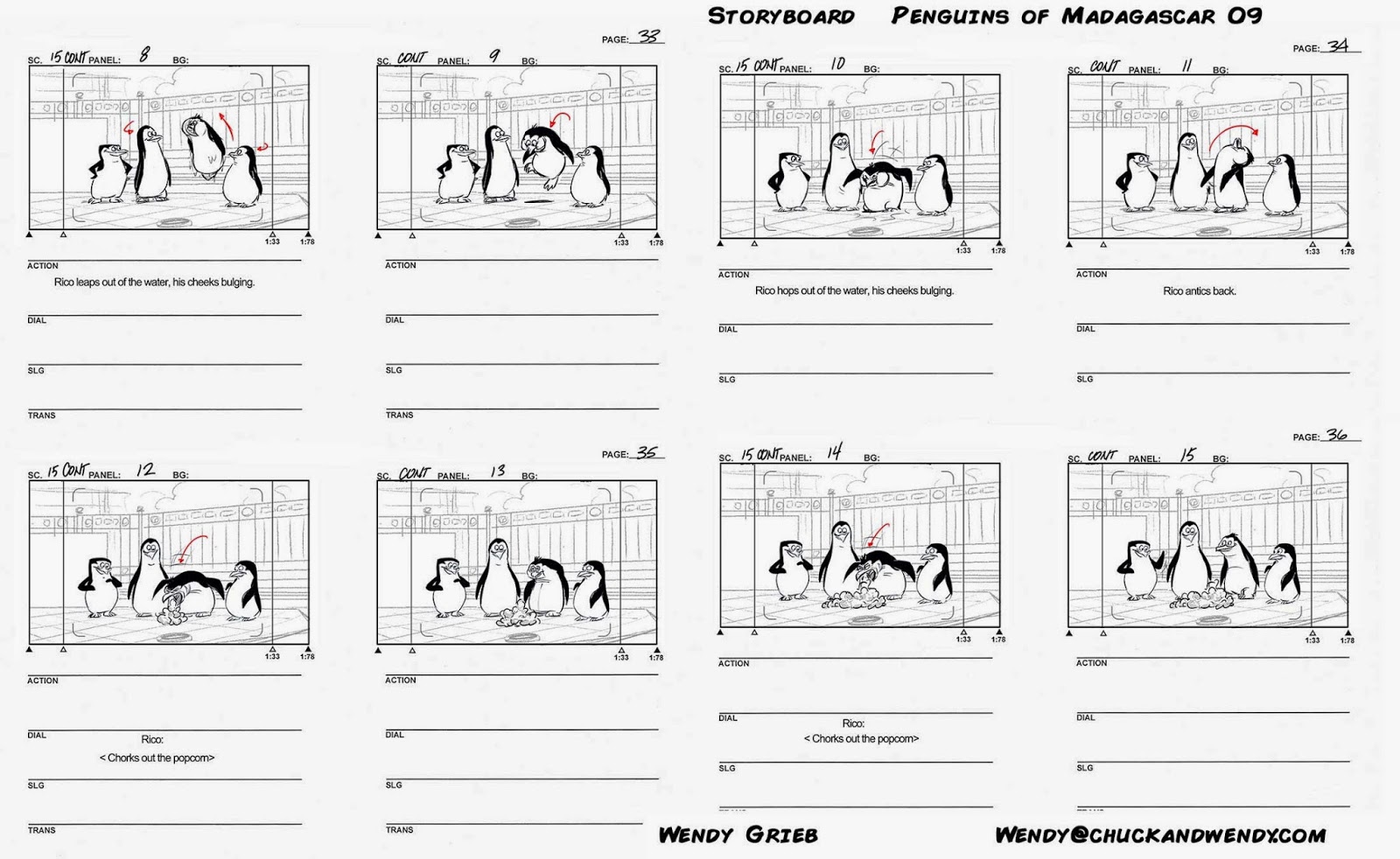 Wendy Grieb's Storyboard Portfolio: Penguins of Madagascar Storyboard Test