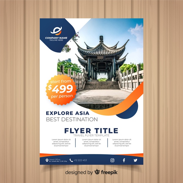 Background pamflet flyer agen traveling dan tour CDR Free - Jualdesainku