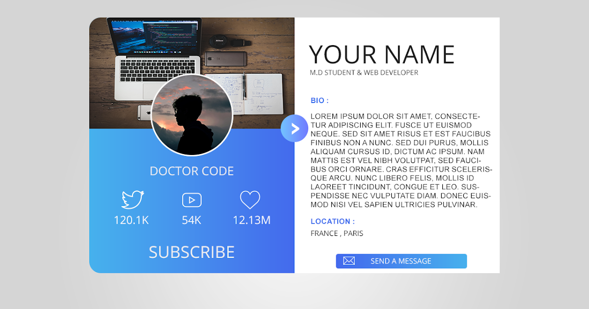 How To Make An Animated Sliding Profile Card Using Html5 Css3 And