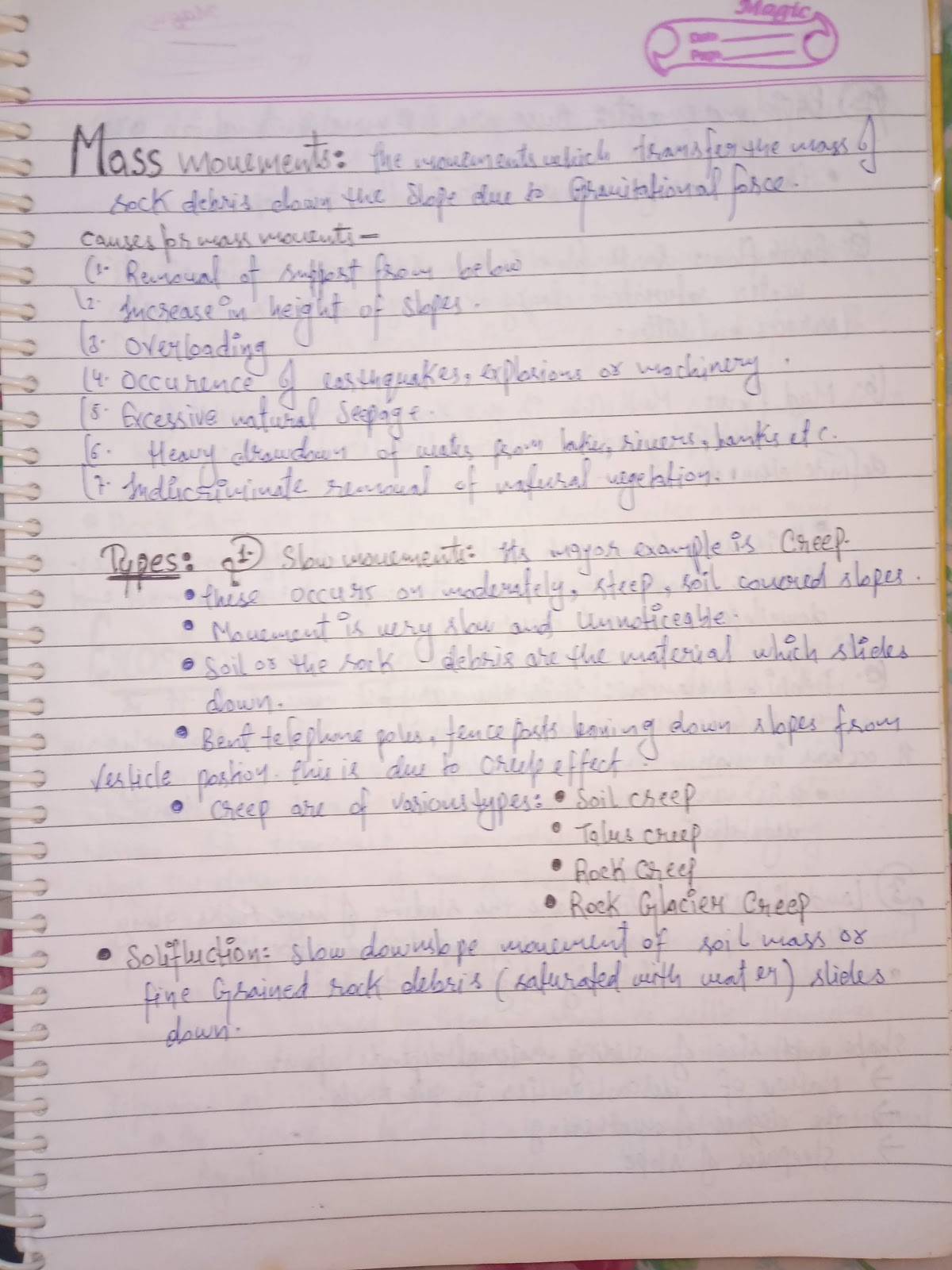 Handwritten Notes of GEOMORPHIC PROCESSES - Geography - Class 11th ...