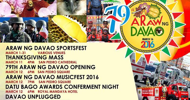 79th Araw ng Dabaw 2016 Schedule of Activities - Davao Tripper