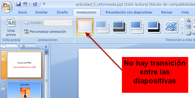 Curso Mentor de Office: Insertar transiciones a una presentación en ...