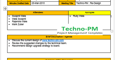 MOM Format Template: 4 Types Download - Free Project Management Templates