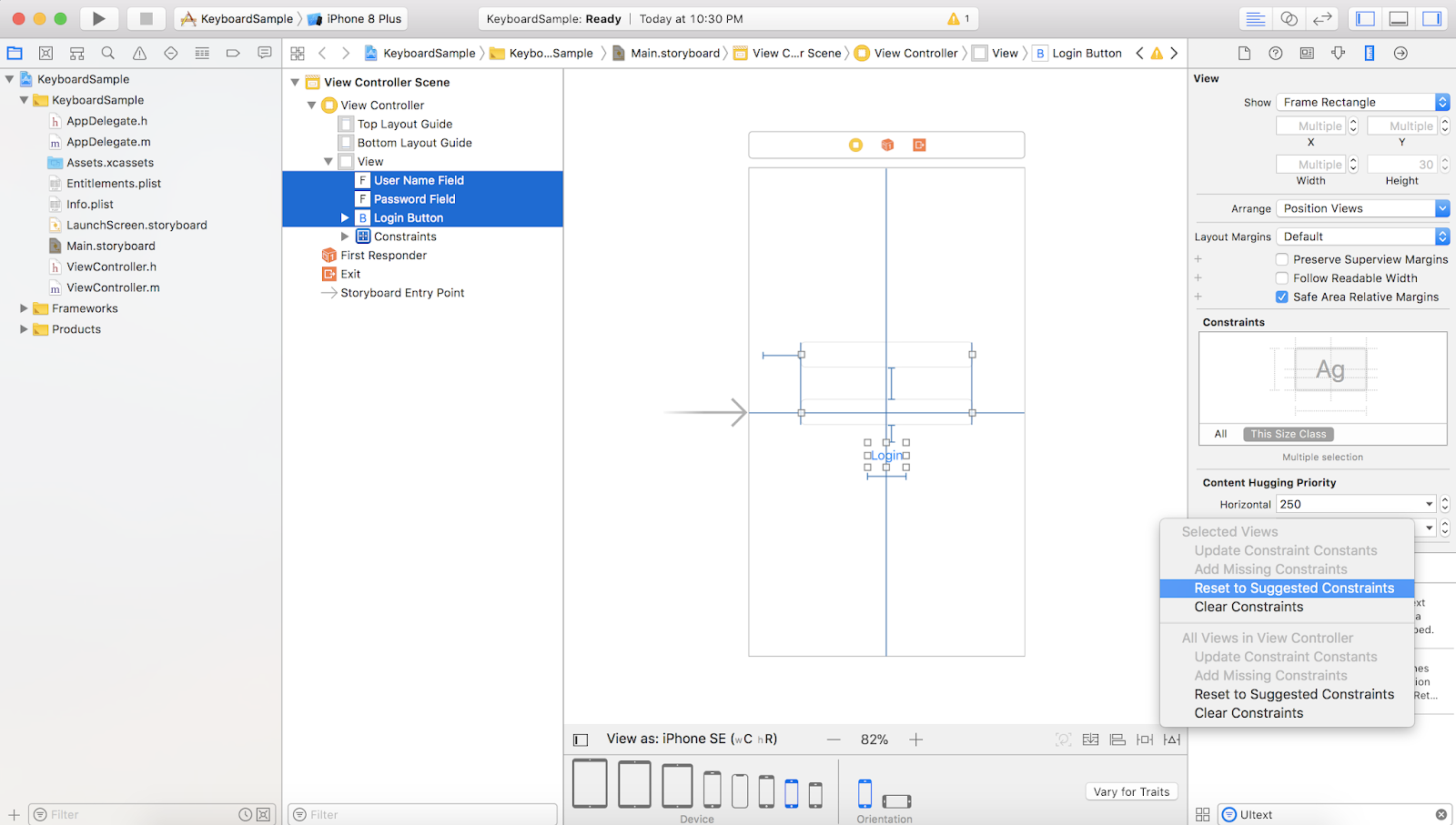 Apply default constraints from auto layout and save file like below.