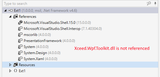 Adding references to Visual Studio extension project