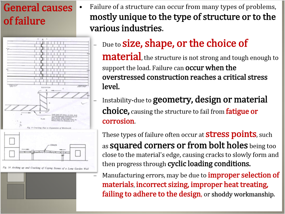 building failures and causes notes and case studies bc 5th sem