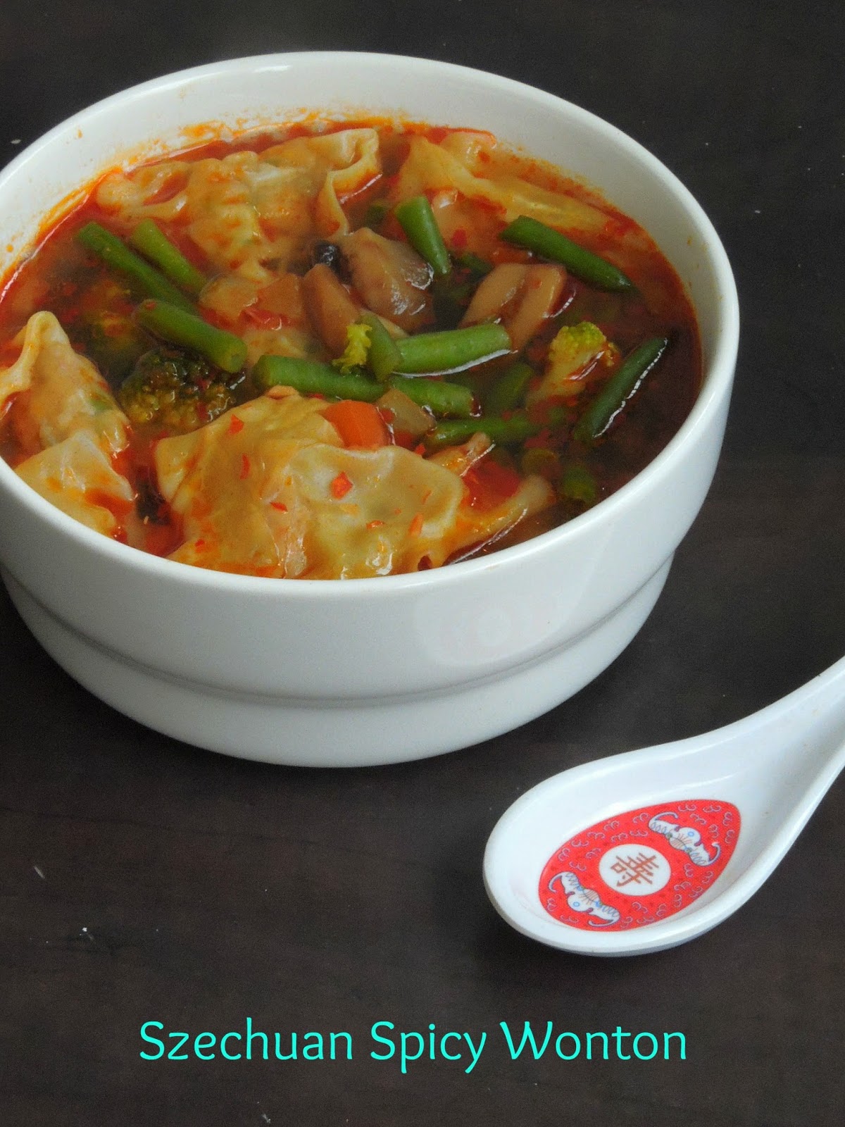 Priya's Versatile Recipes: Sichuan Red Oil Wonton/Vegetarian Wonton in ...
