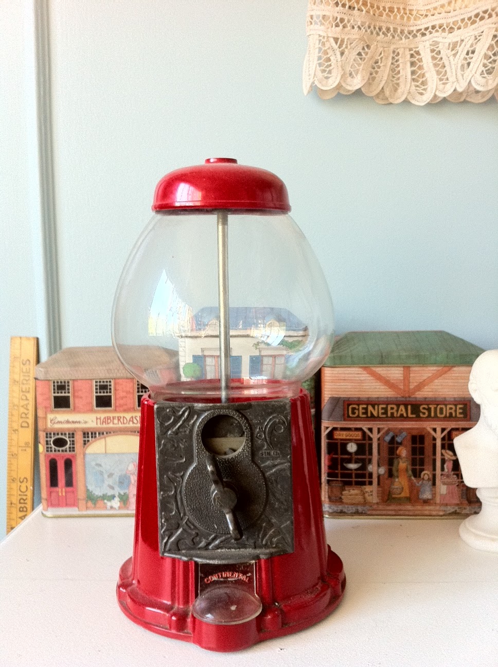 Lady Jane's Treasure Trove: *SOLD* Vintage red metal gumball machine: $20