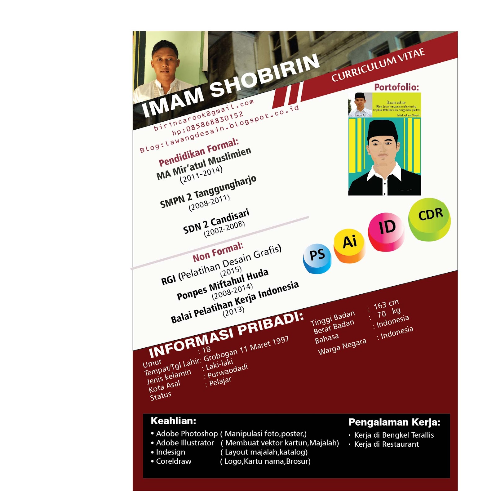 Contoh Curriculum Vitae Dengan Adobe Illustrator - lawang desain