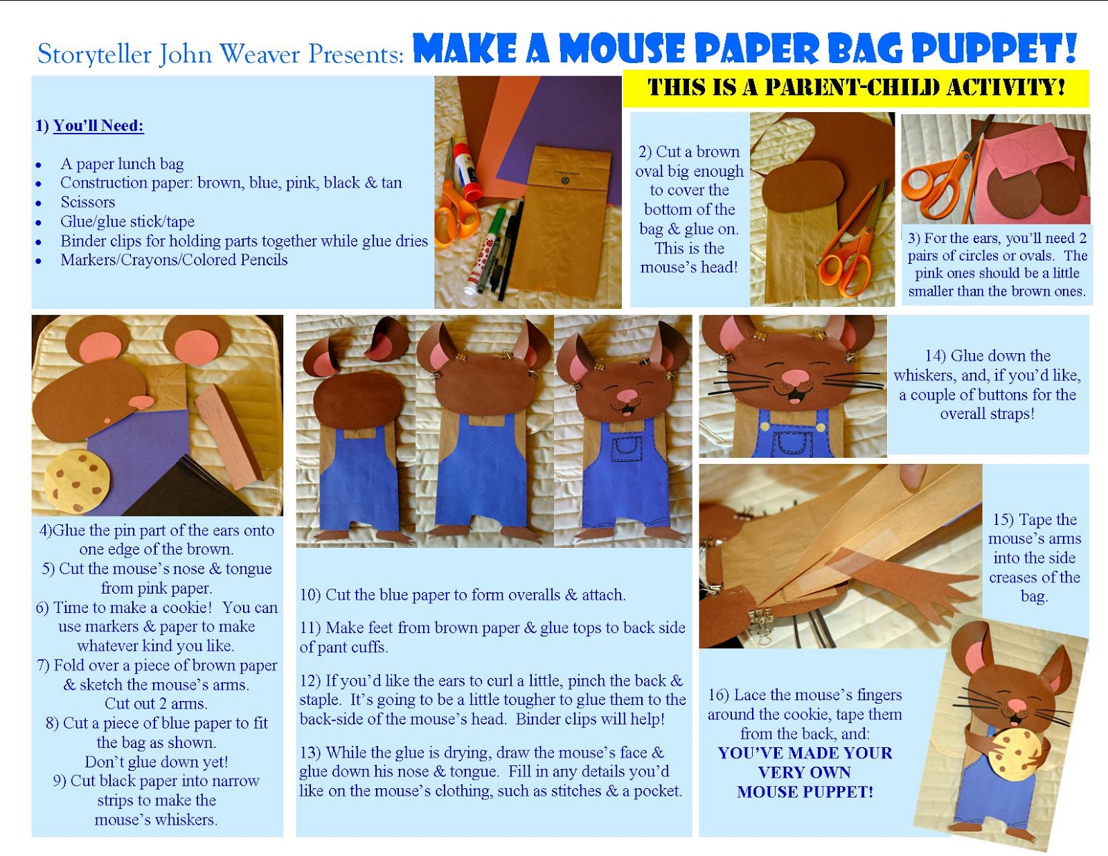 Storyteller John Weaver: Craft Time: Make a Mouse Paper Bag Puppet!
