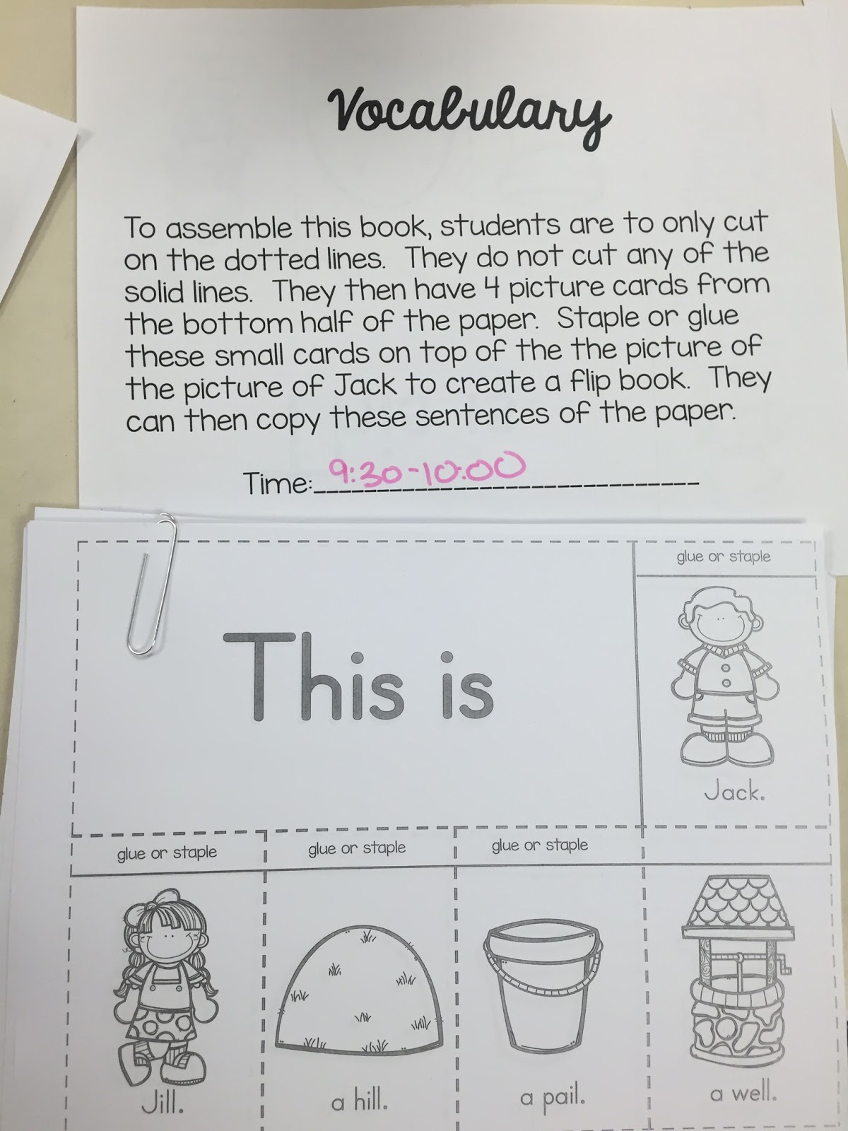 Kindergarten Sub Plans For Jack And Jill Sample Freebie By