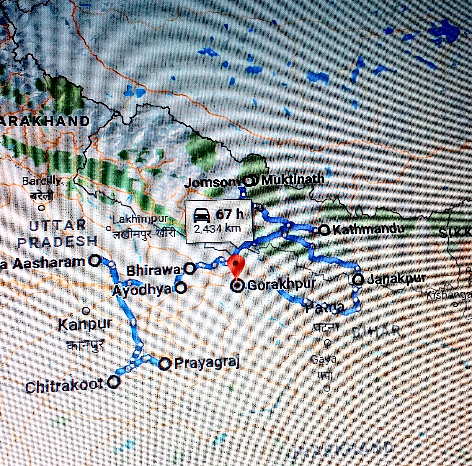 OUR MUKTHINATH YATRA 2013: OUR ITINERARY AND ITS MAP
