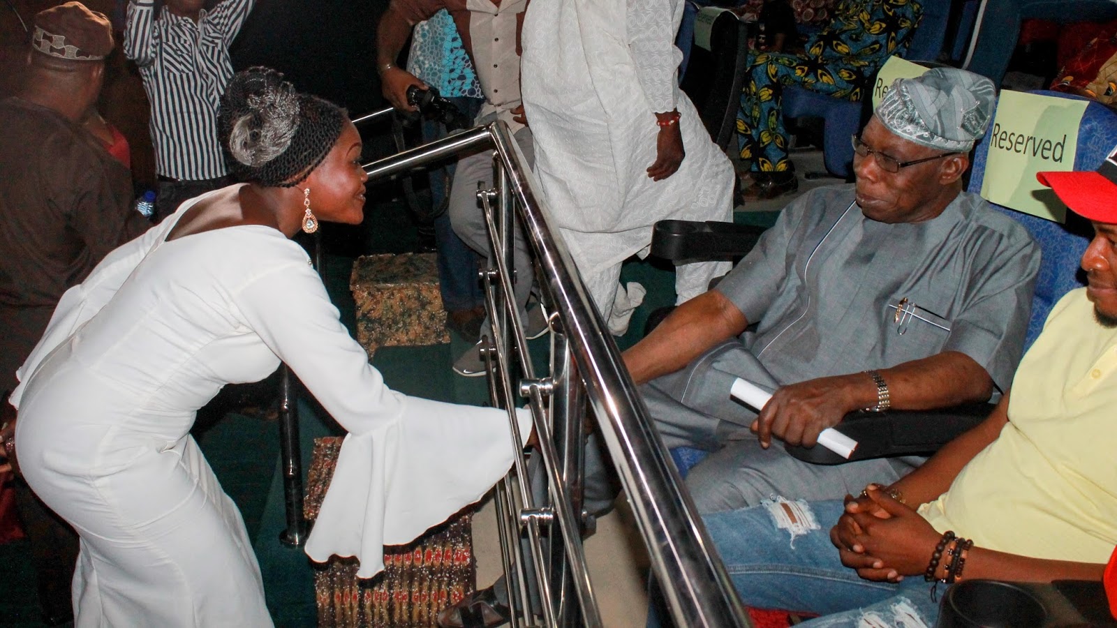 Tunde Kelani, Oga Bello, Chief Olusegun Obasanjo, Spiff at the official ...
