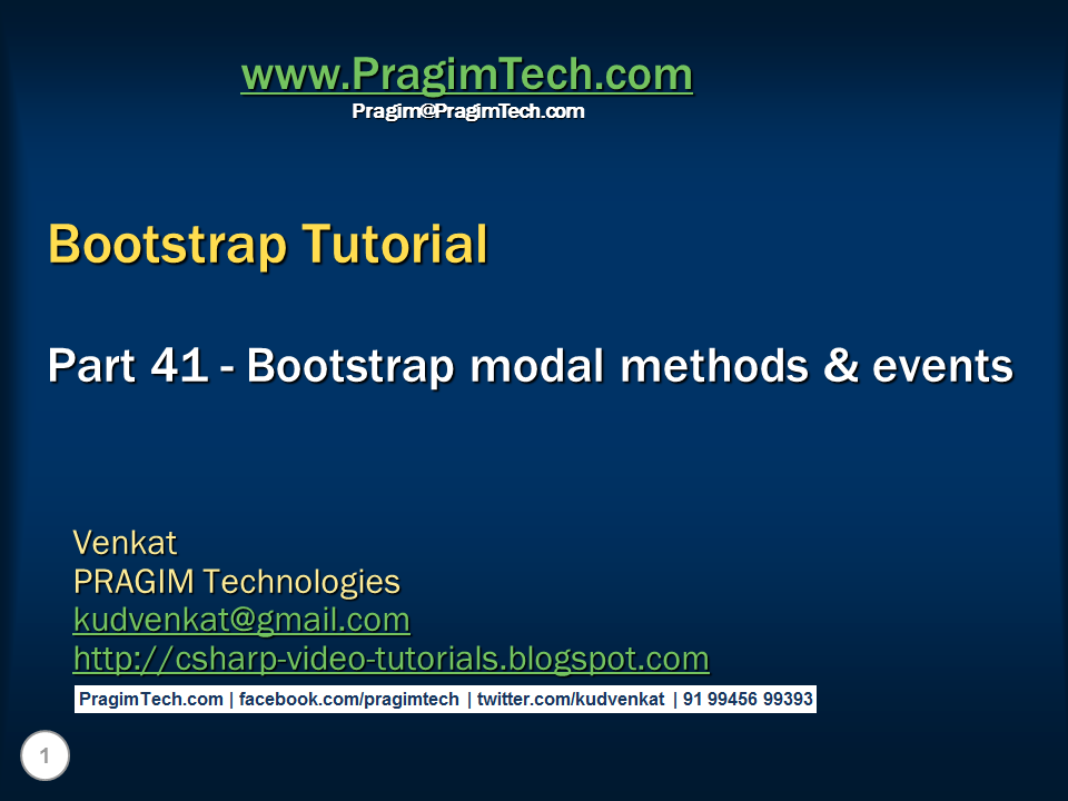 Sql server, .net and c# video tutorial: Bootstrap modal methods and events