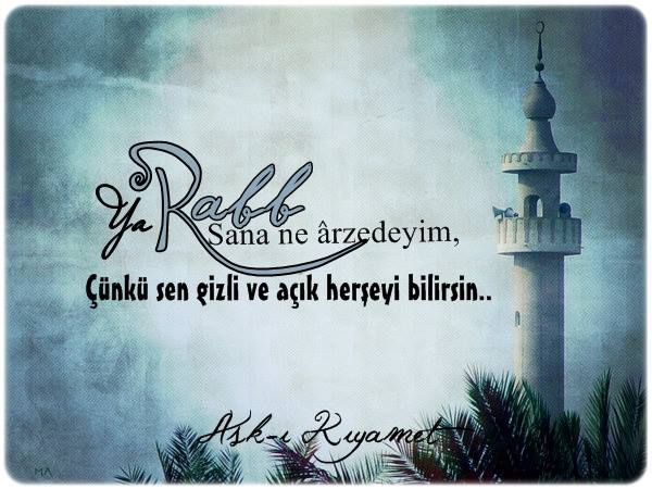 Ya Rabb; Sana ne arzedeyim, Çünkü sen gizli ve açık herşeyi bilirsin ...