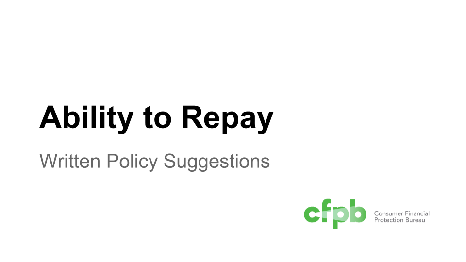 Mortgage News Digest: Sample Ability to Repay Policy