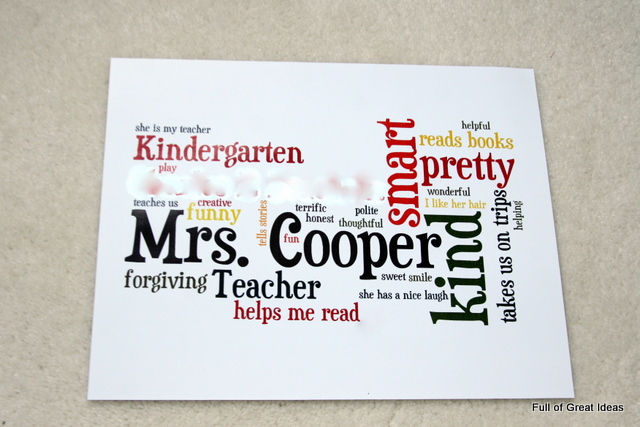 Teacher's Gift - Wordle with students thoughts