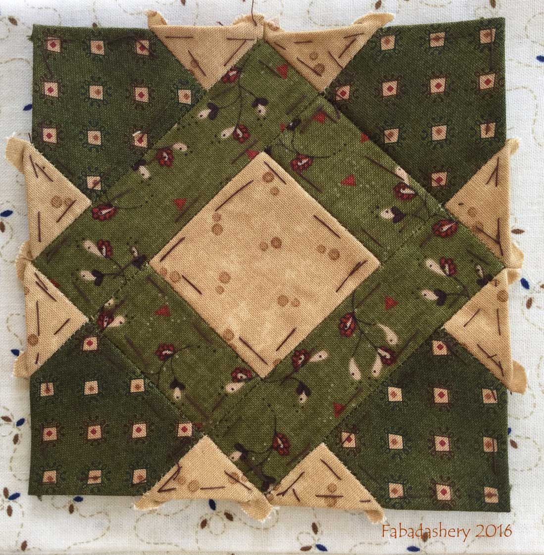 Fabadashery: Dear Jane Quilt - Block H1 Peek A Boo