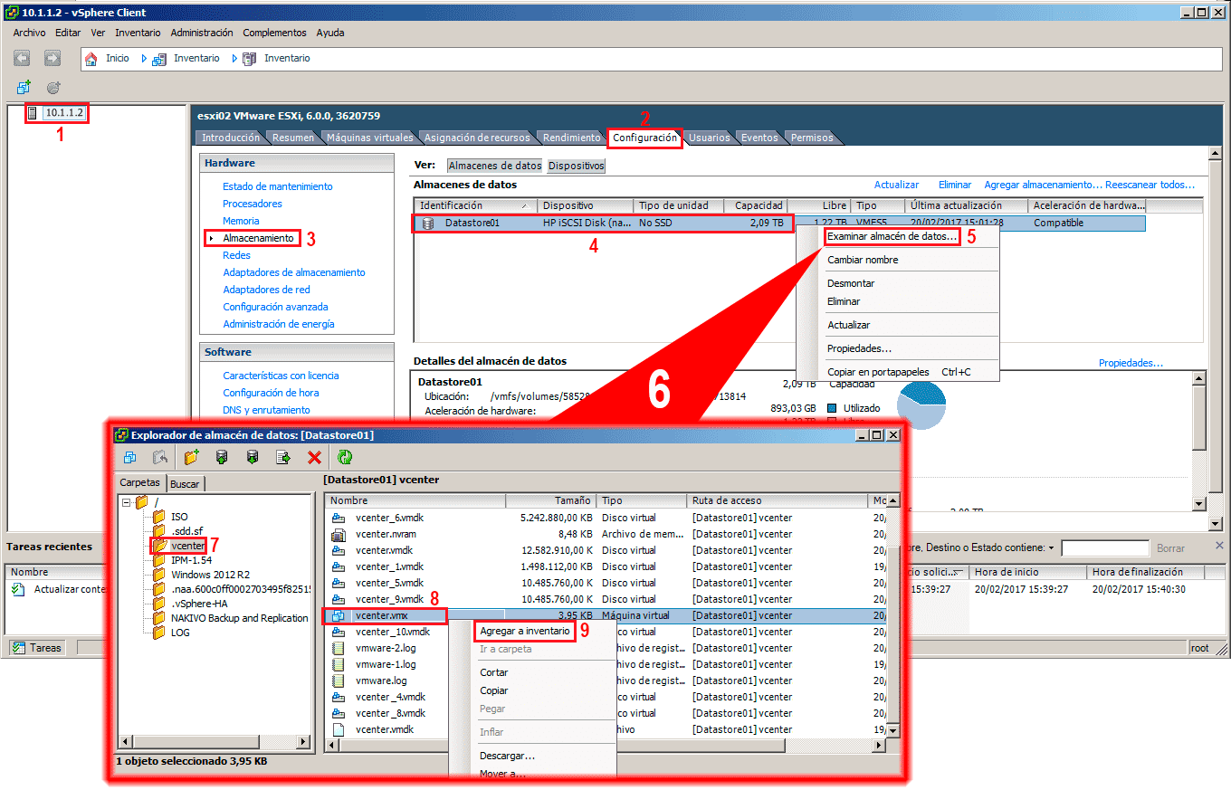 Pantallazos.es: VMware: Agregar una nueva máquina virtual al inventario.
