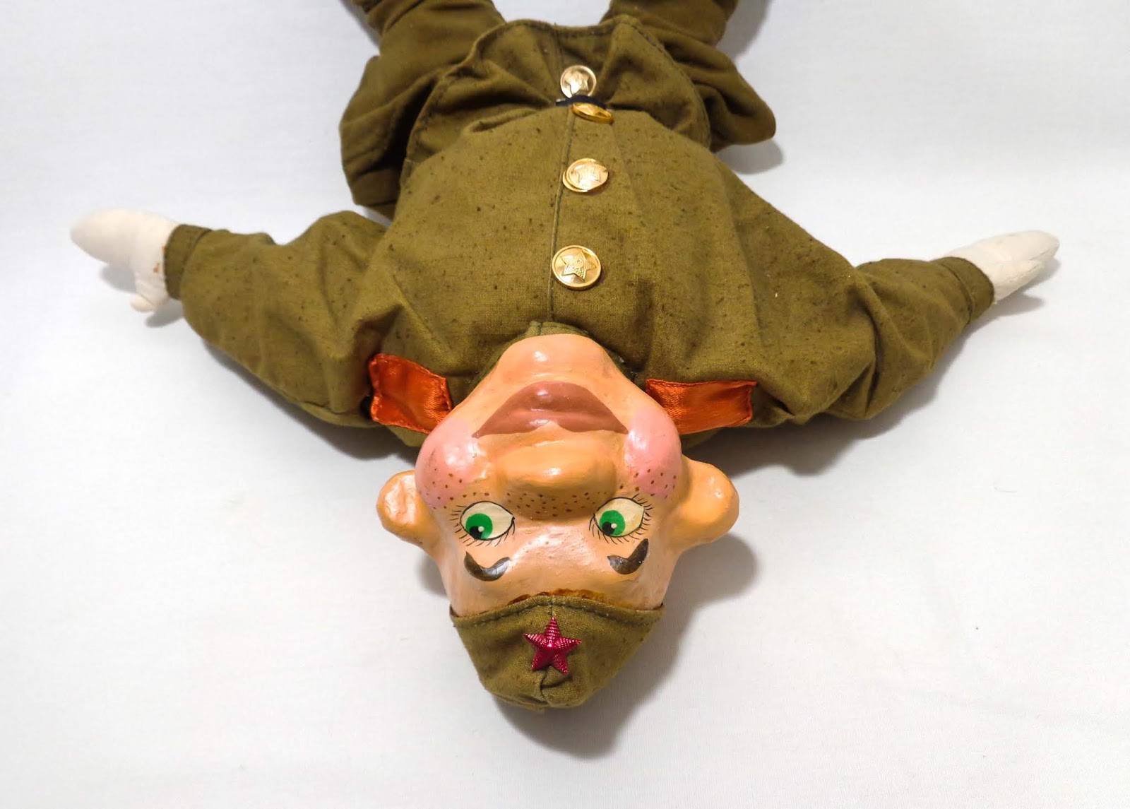 RARE VINT USSR SOVIET ARMY HAND PAINTED PAPER MACHE DEFENDER DOLL W ...