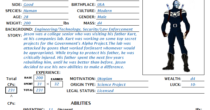 Megalopolis: StrikeForce Mighty Protectors Character Sheet